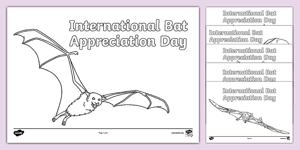 International Bat Appreciation Day Colouring Pages - Twinkl