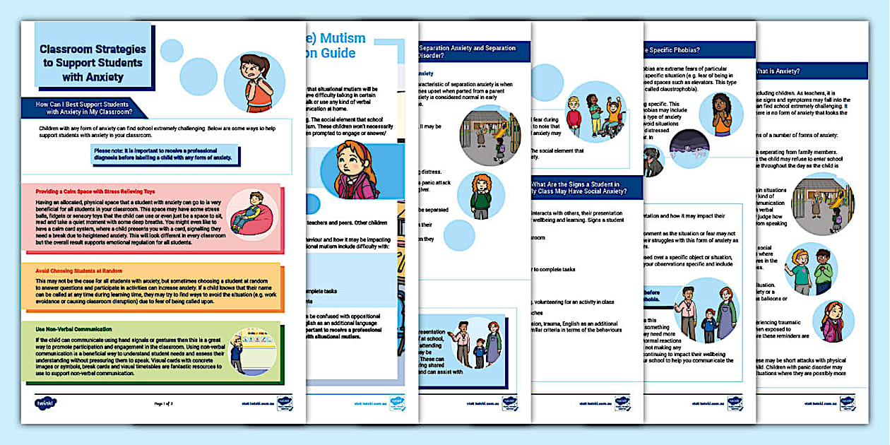 Anxiety Teacher Information Resource Pack Helpful Guides
