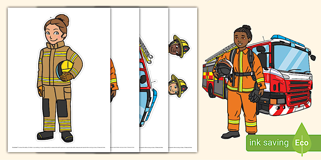 Firefighter Display Cut-Outs (teacher made) - Twinkl