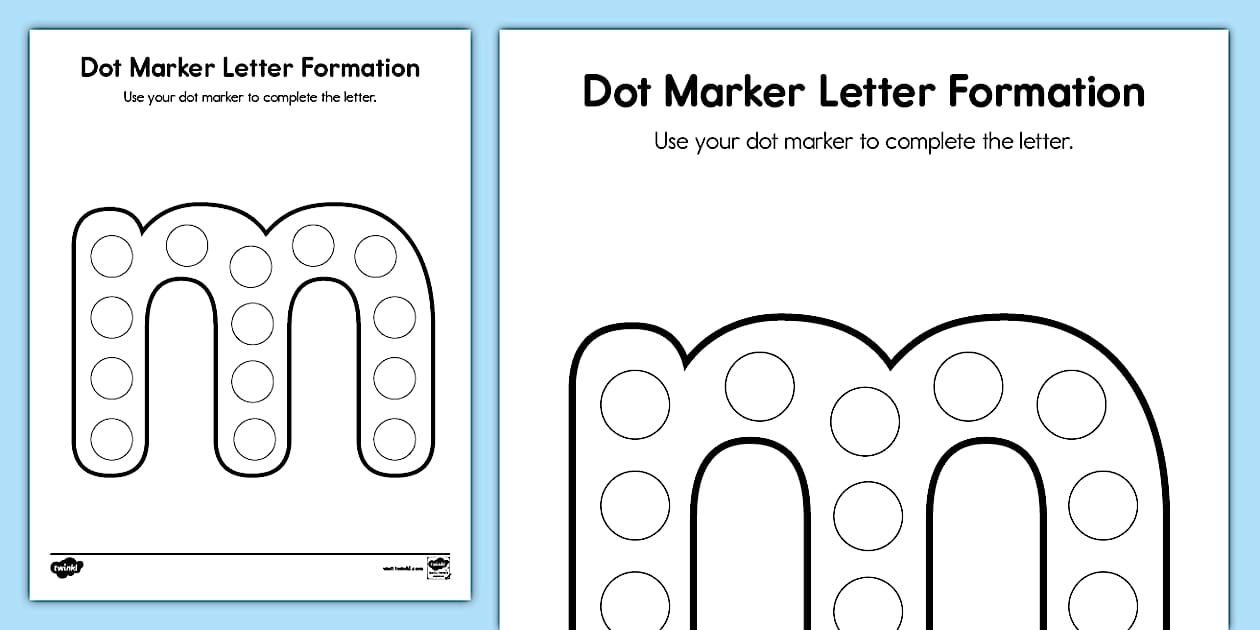 Lowercase Letter m: Dot Marker Letter Formation Worksheet