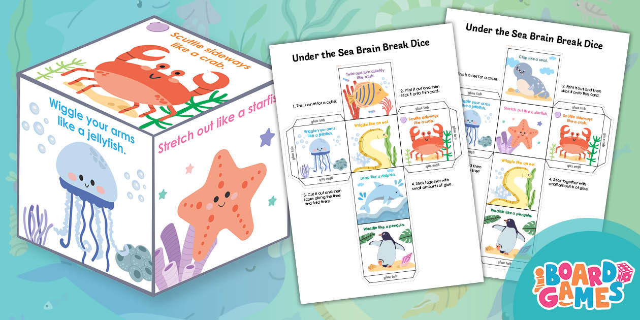 Under the Sea Brain Break Dice (teacher made) - Twinkl