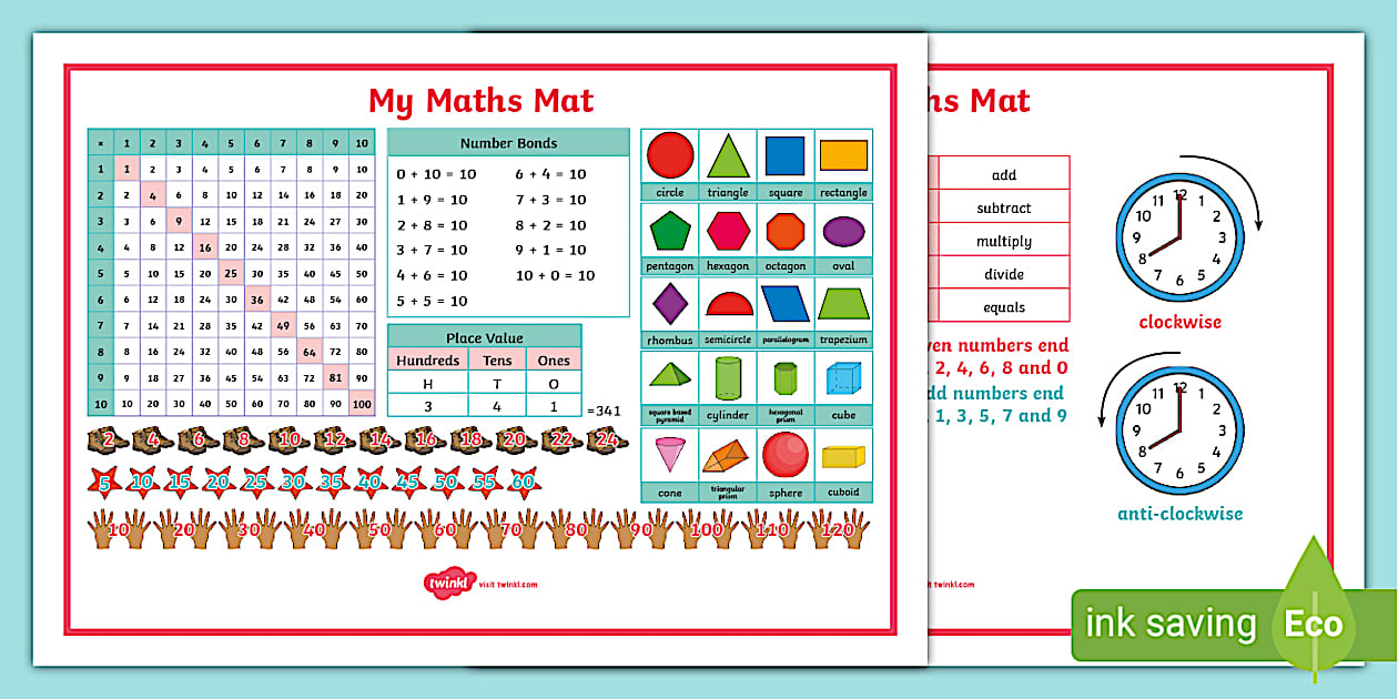 Year 2 Maths Mat (teacher made) - Twinkl