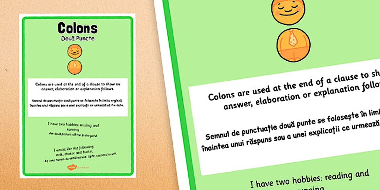 Colon Punctuation Poster Romanian Translation (teacher made)