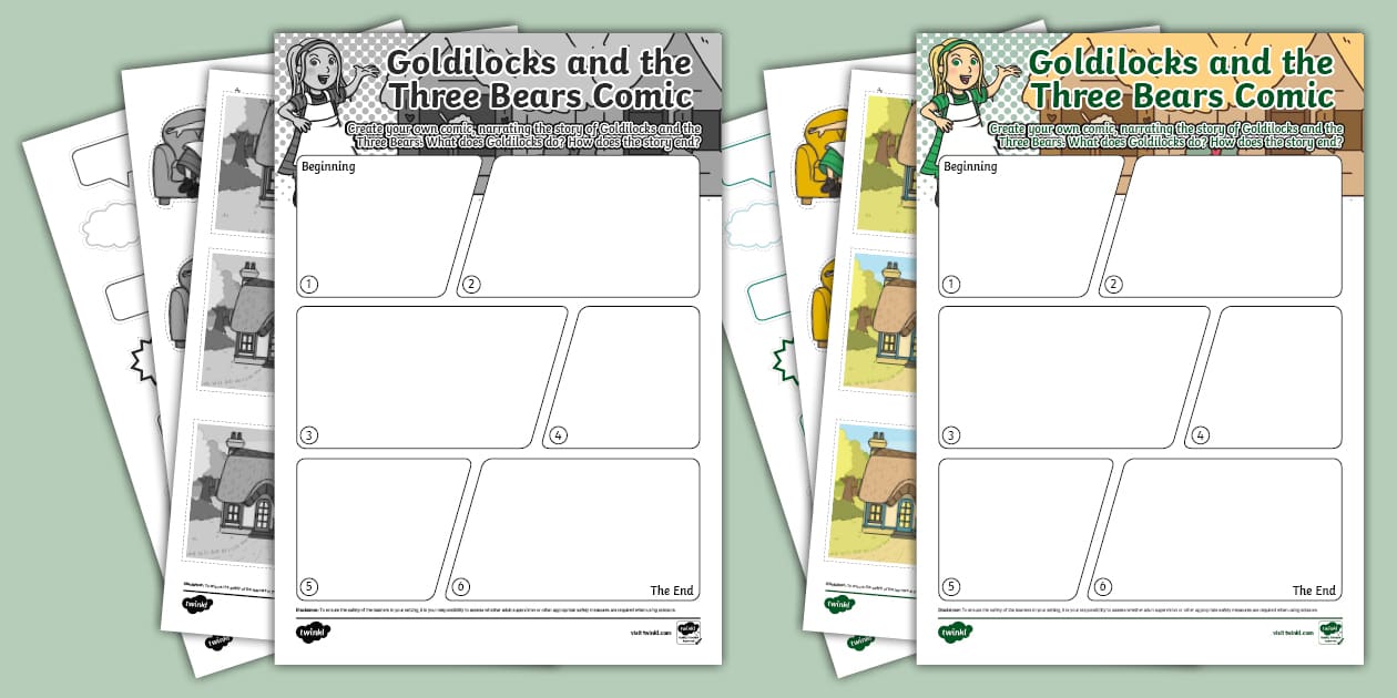 Goldilocks and the Three Bears Comic Cut and Stick - Twinkl