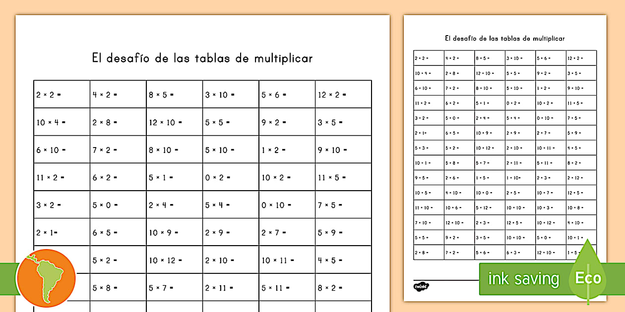 Ficha de actividad: El desafío de las tablas de multiplica