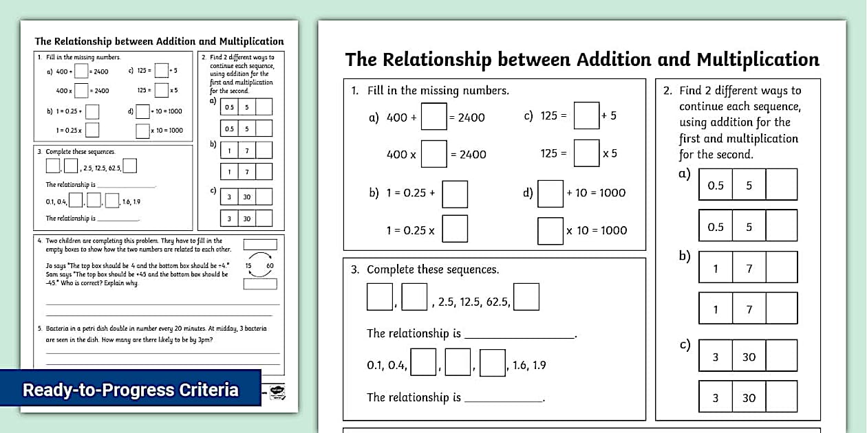 👉 Year 6 Additive and Multiplicative Relationships Worksheet