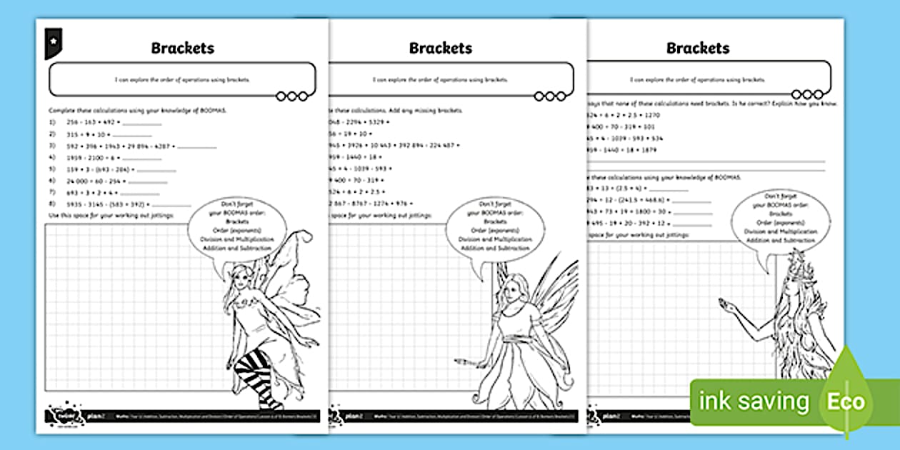 Differentiated Order Of Operations Using Brackets Activity