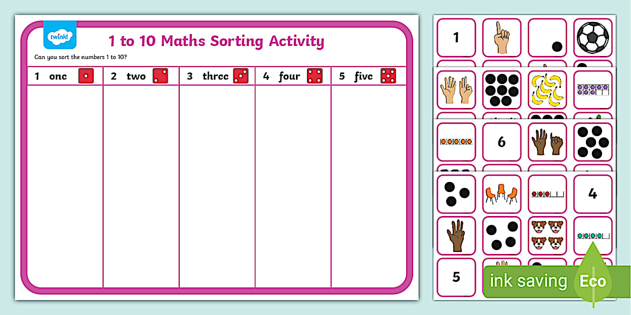 Editable 1 - 10 Sorting Mats Activity (teacher made)