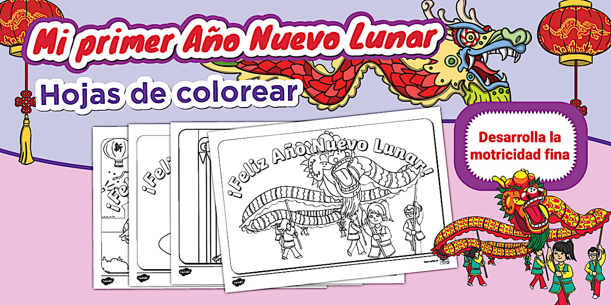 Hojas de colorear: Mi primer Año Nuevo Lunar