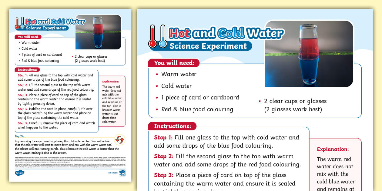Hot and Cold Water Science Experiment