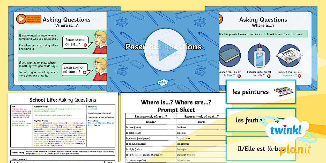 French: School Life: Asking Questions 2 Year 5 Lesson Pack 6