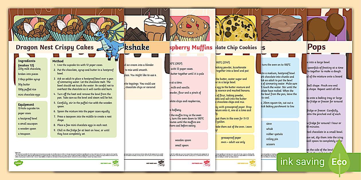 KS1 Chocolate Recipe Pack | Design and Technology - Twinkl