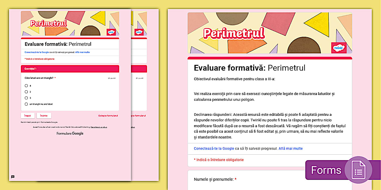 Clasa a III-a: Perimetrul – Evaluare formativă - Twinkl