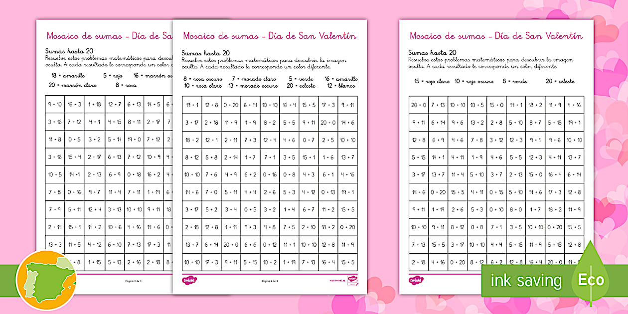Mosaico de sumas: El día de San Valentín