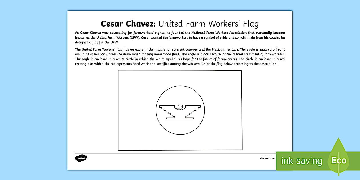 Cesar Chavez United Farm Workers' Flag Worksheet - Twinkl