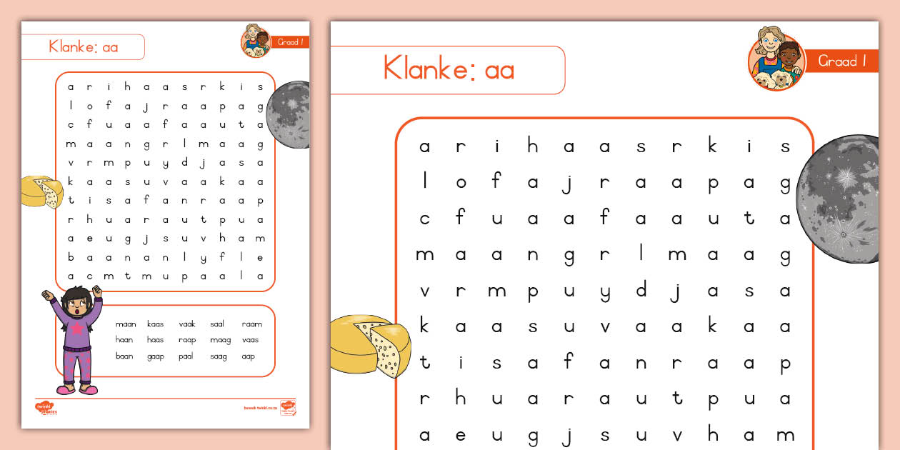 Graad 1 Klanke Woordsoek aa (teacher made) - Twinkl