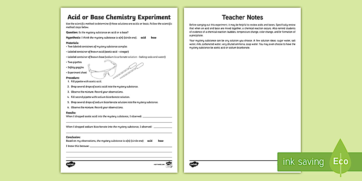 Acid or Base Scientific Method Chemistry Experiment - Twinkl