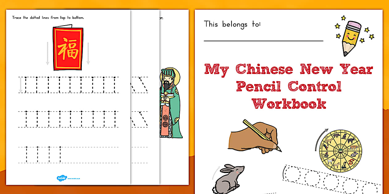Chinese New Year Themed Line Handwriting Worksheets - australia