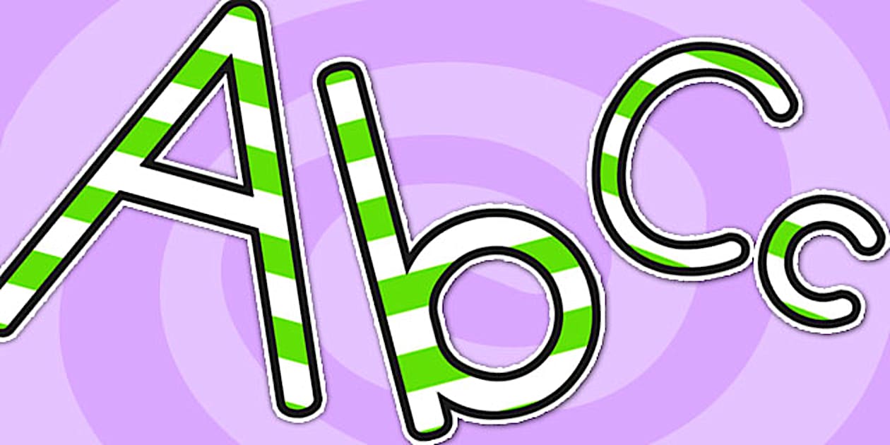 Stripey Green Display Lettering (teacher made) - Twinkl