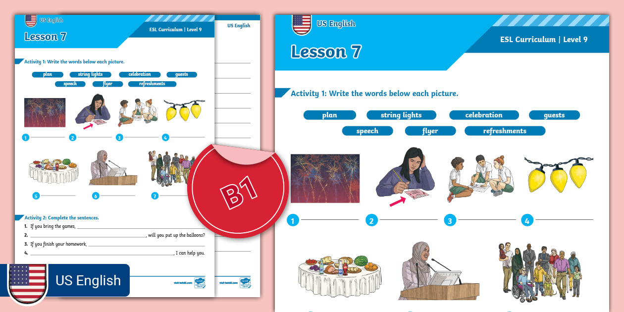 ESL Curriculum US Version Level 9 Lesson 7 Activity Sheet