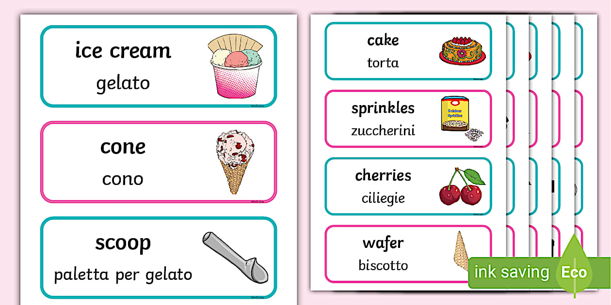 Ice Cream Parlour Role Play Word Cards