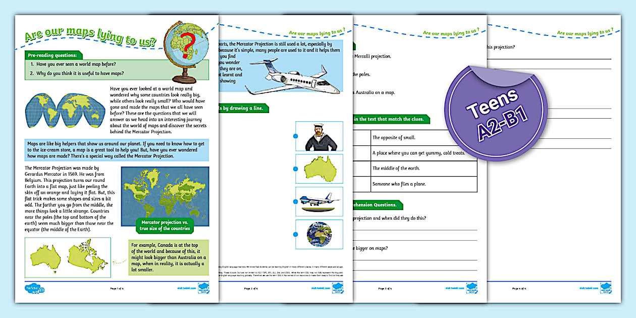 Are Our Maps Lying to Us? [Teens, A1-A2] - Twinkl