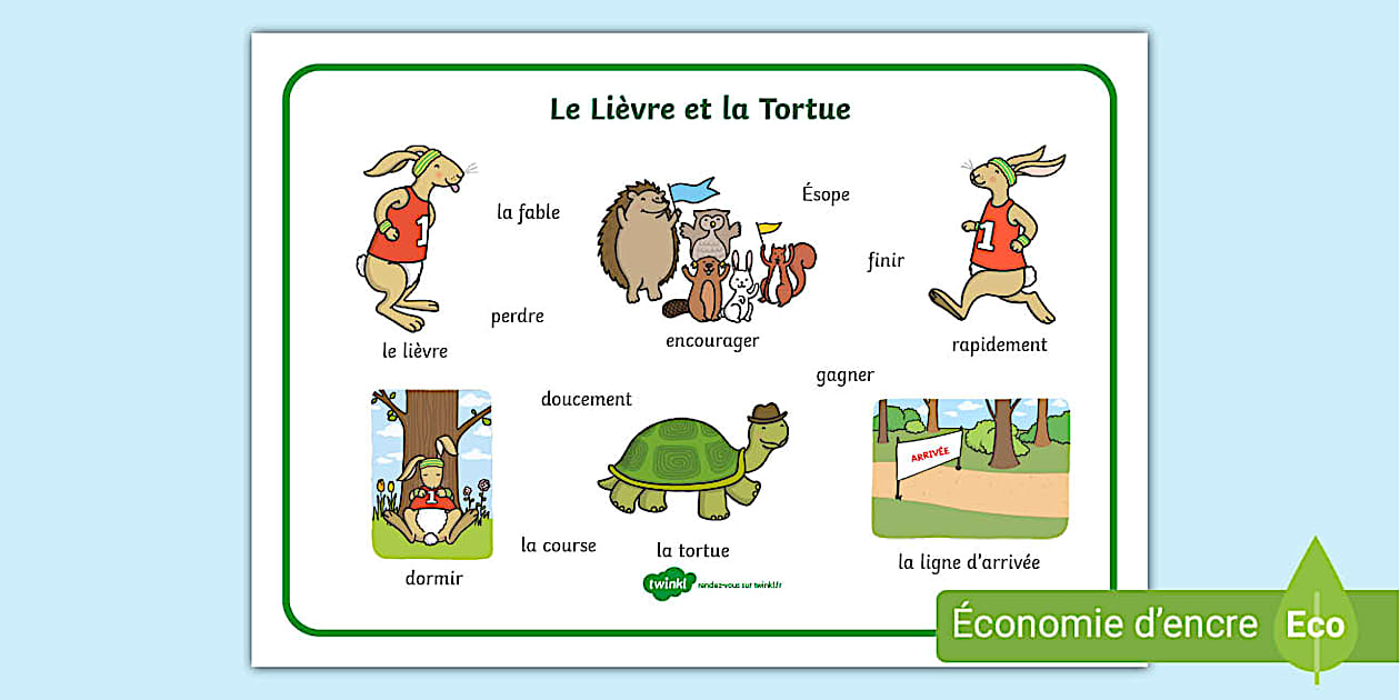 Ensemble de mots : Le Lièvre et la Tortue