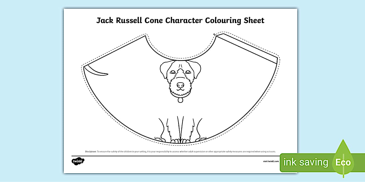 Jack Russell Cone Character Colouring Sheet (teacher made)