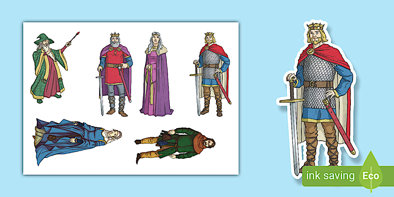 King Arthur Stick Puppets (teacher made) - Twinkl