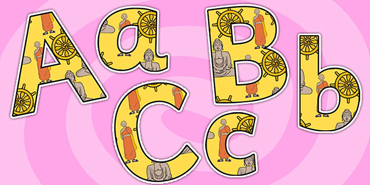 Buddhism Themed Display Lettering-buddhism, themed, display, lettering,