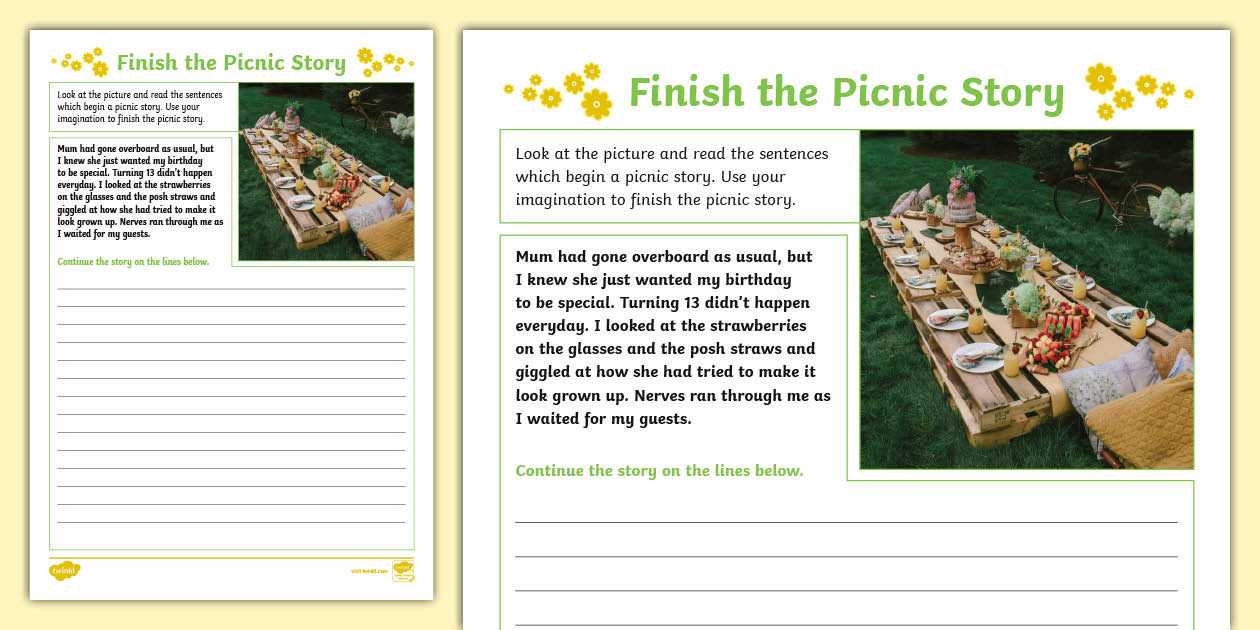 Finish the Picnic Story Writing Template (teacher made)