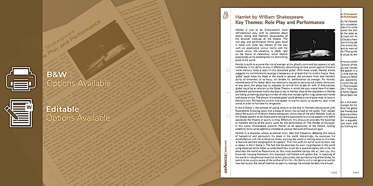 Hamlet Revision: Role Play and Performance (teacher made)