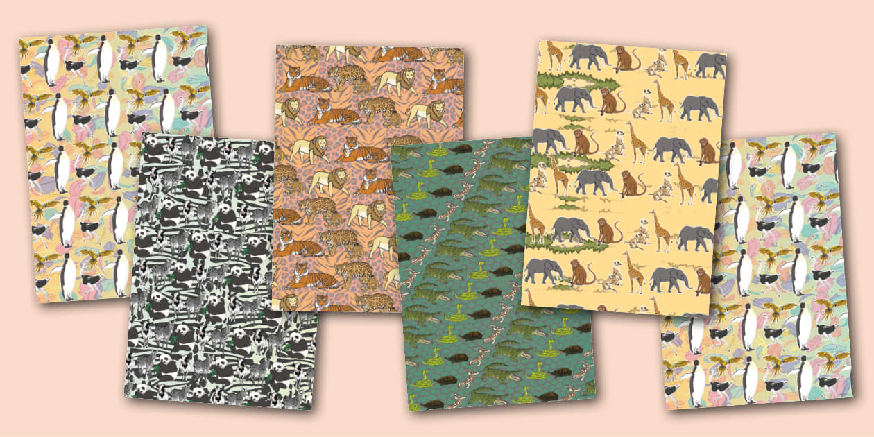 Zoo Animals Patterned Paper Pack (teacher made) - Twinkl