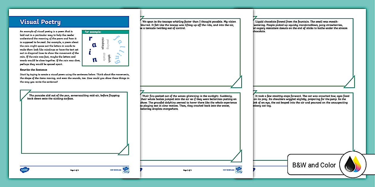 Visual Poetry Worksheet | ELA Resources | Twinkl USA