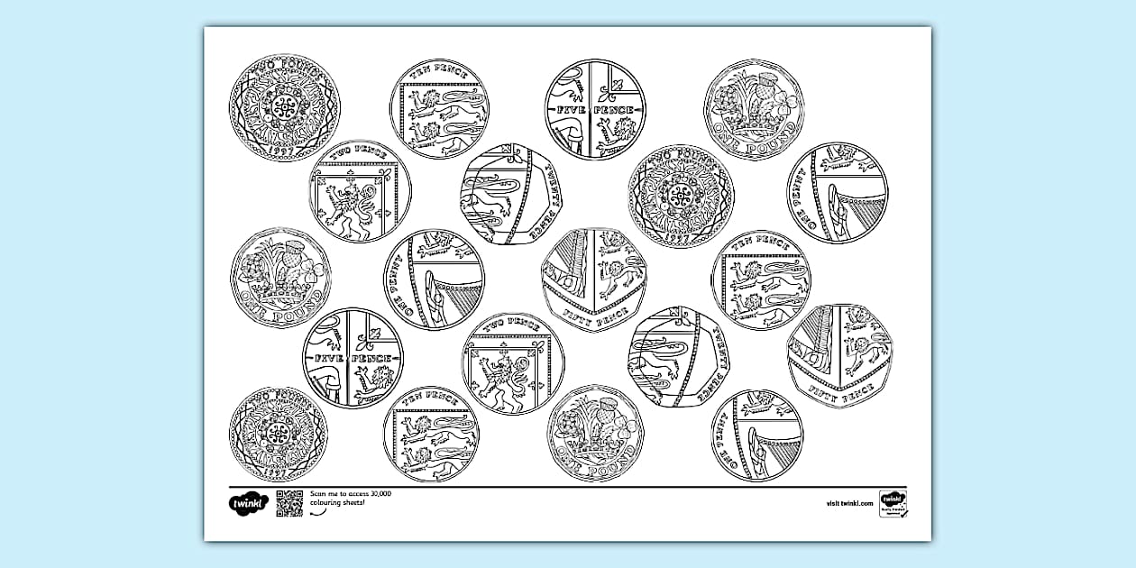 Money Doodle Colouring Page