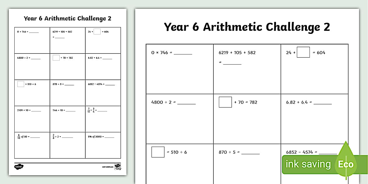 👉 Year 6 Arithmetic Challenge 2,Arithmetic,SATs,Revision