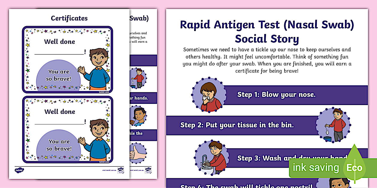 Rapid Antigen Nasal Swab Test Social Story - SEN/D - Twinkl
