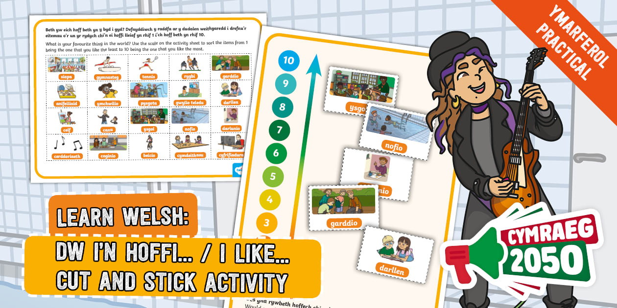 Learn Welsh: Dw i'n Hoffi... I Like... Cut and Stick Activity