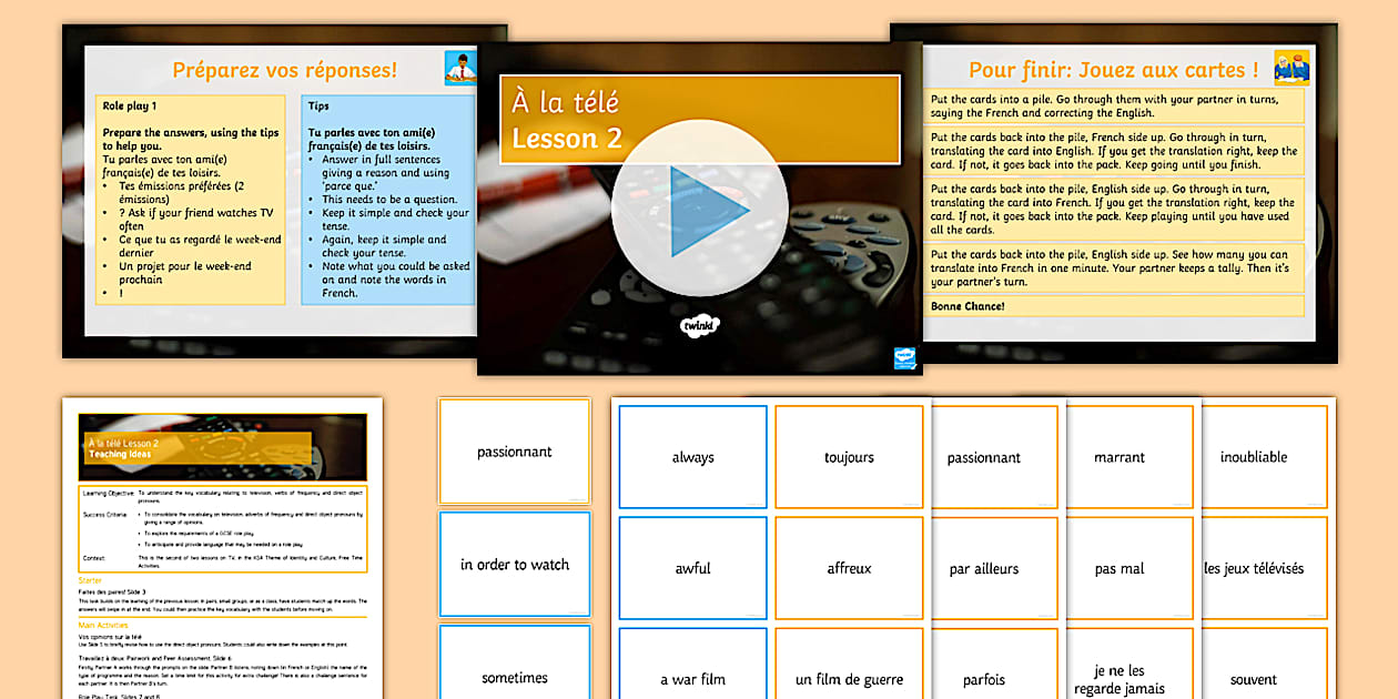 À la télé Lesson 2 French (teacher made) - Twinkl