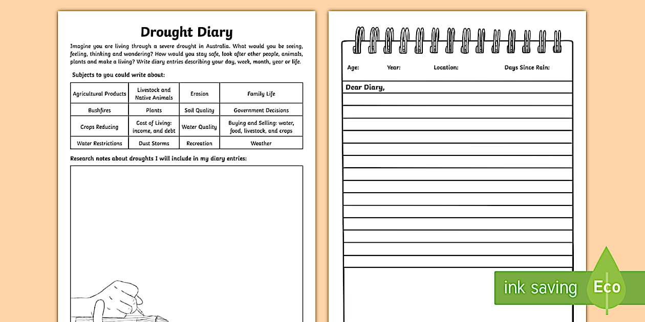 Drought Diary Activity | Diary Writing Worksheet | Twinkl