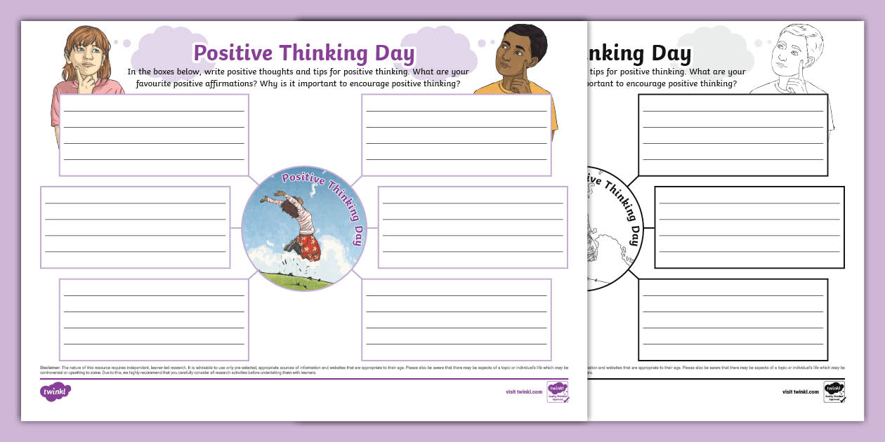 Positive Thinking Day Mind Map (Teacher-Made) - Twinkl