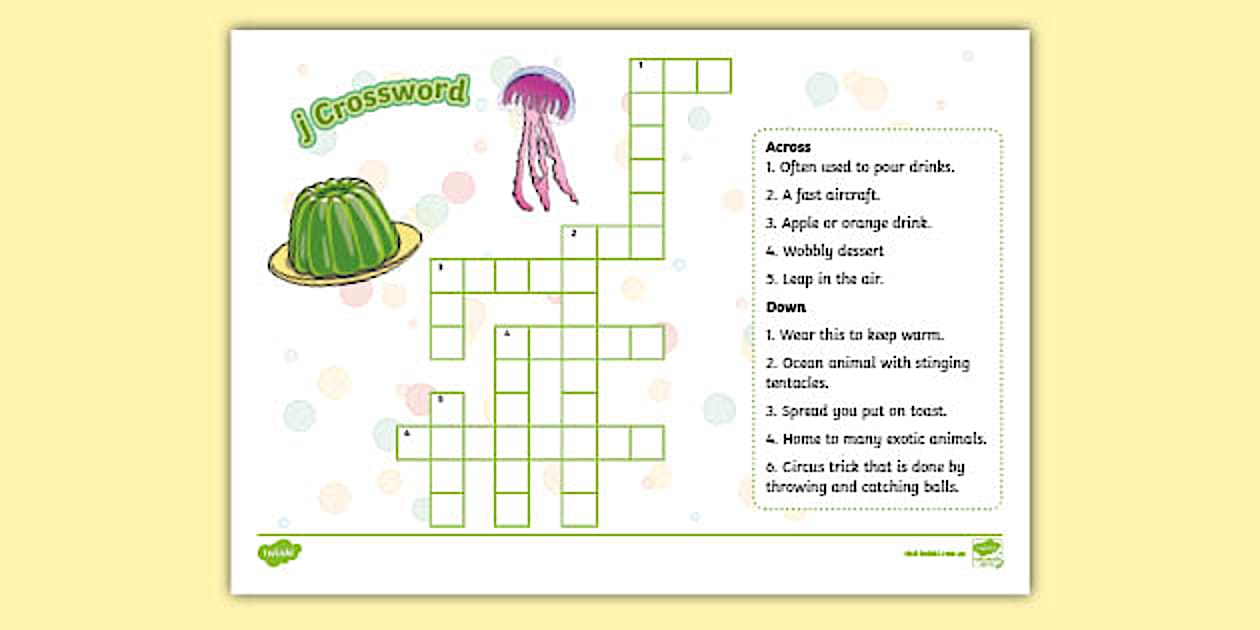 j Crossword (teacher made) - Twinkl