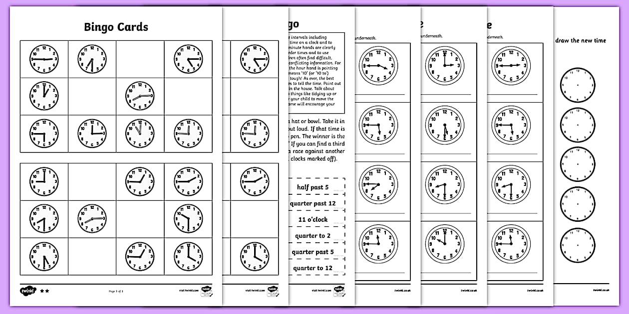 Telling the Time: O' Clock Half Past Quarter Past Quarter To Activities