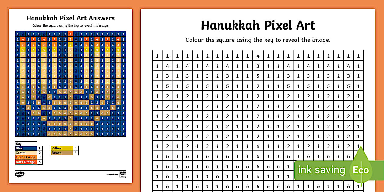 Hanukkah Pixel Art Template (teacher made) - Twinkl
