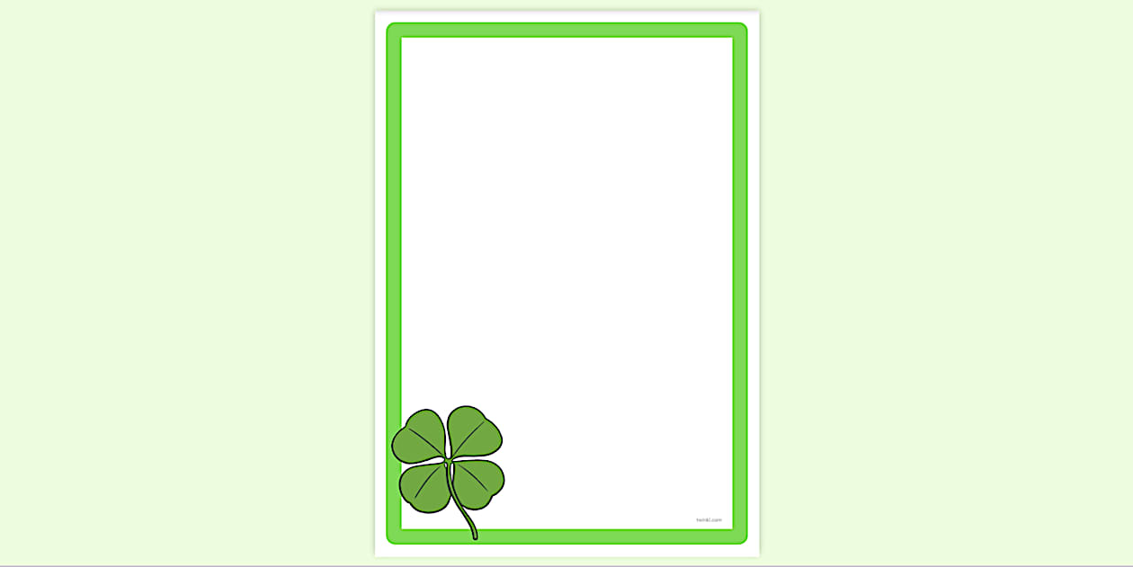 Simple Blank 4 Leaf Clover Shamrock Page Border - Twinkl