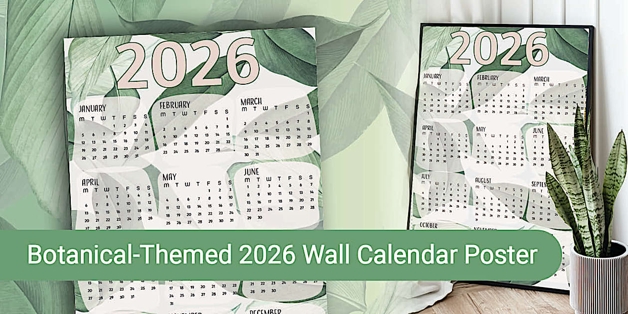 Botanical-Themed 2026 Wall Calendar Poster