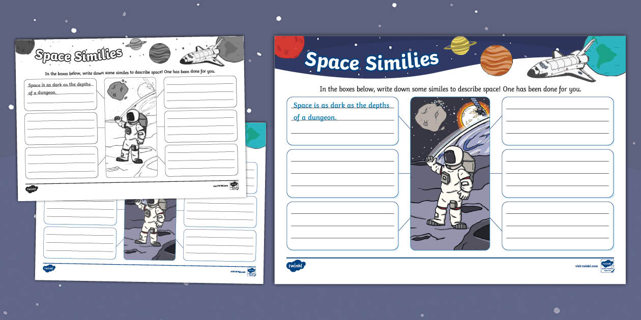 Space Similes Mind Map - Twinkl English (teacher made)