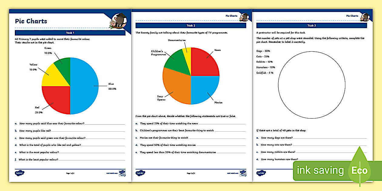 Pie Chart Activity Sheets (Teacher-Made) - Twinkl