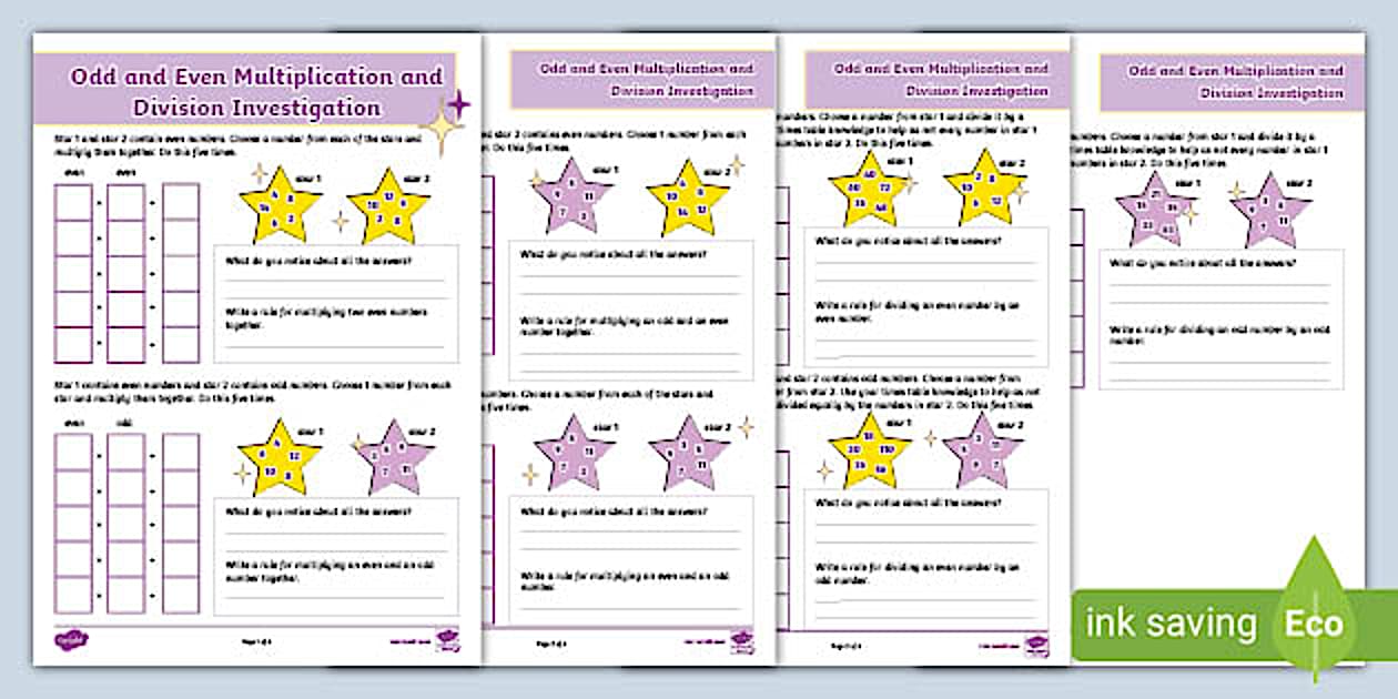 👉 Y3/4 Odd and Even Multiplication and Division Investigation