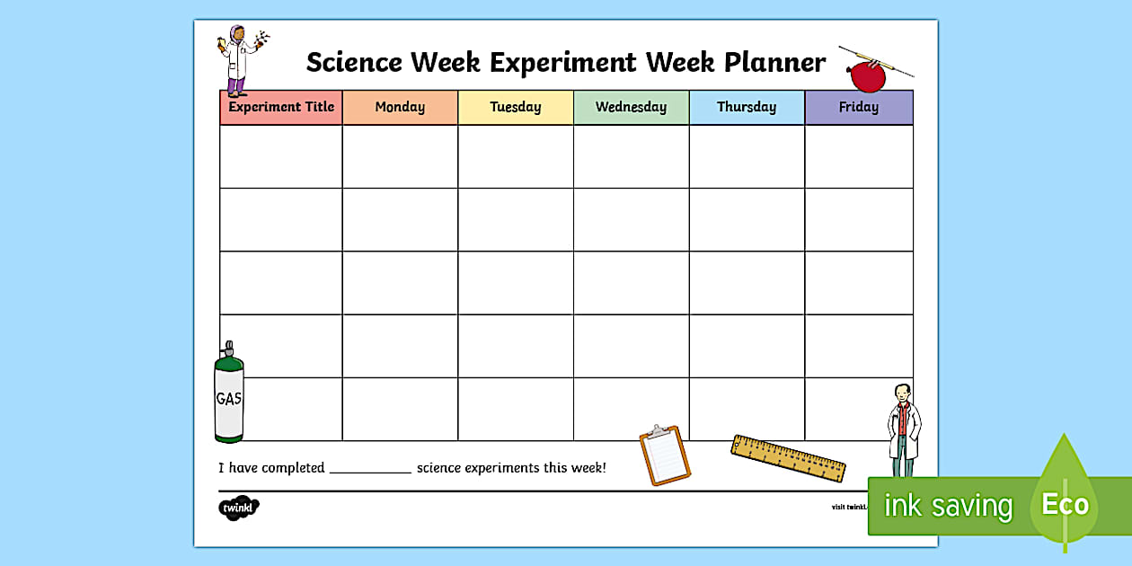 Black and White Science Week Experiment Planning Template